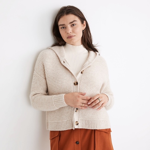 Madewell | Sweaters | Madewell Hooded Crop Cardigan Sweater In Coziest ...